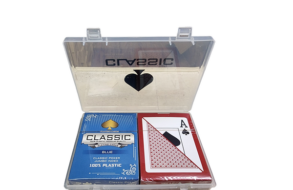 Red Blue Classic Ten 100% Plastic Playing Cards Poker Size Jumbo Index